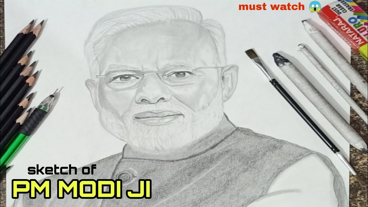 Pm Modi ji Sketch // pm Modi Sketch easy by abhishek ️👇👇 - YouTube