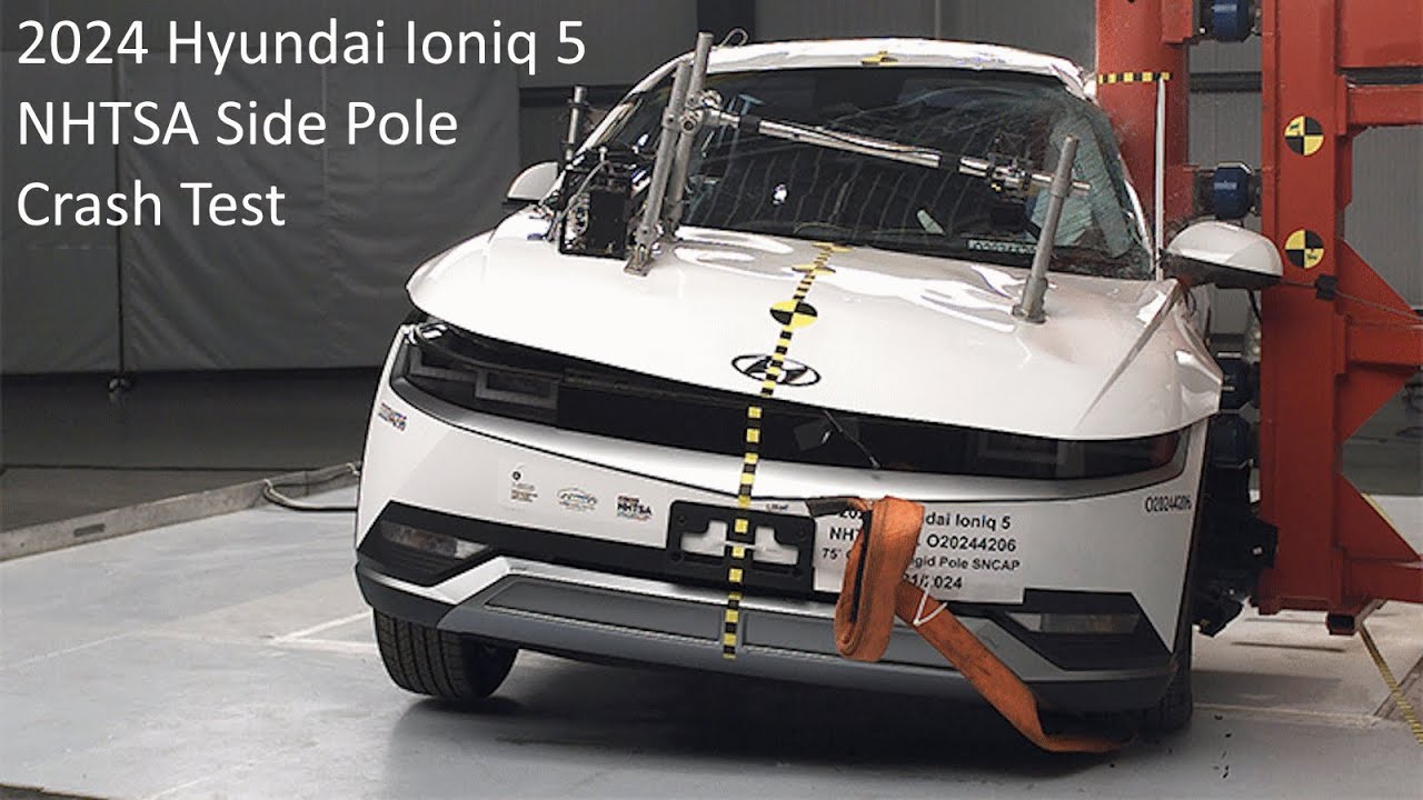2024-2025 Hyundai Ioniq 5 NHTSA Side Pole Crash Test - YouTube