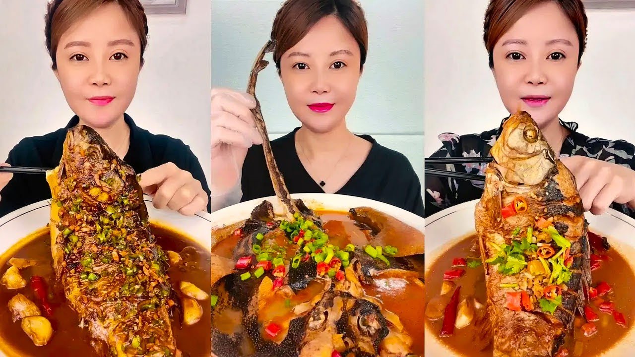 ASMR SPICY BIG FISH EATING |FRIED FISH MUKBANG | SPICE ASMR EATING FISH ...