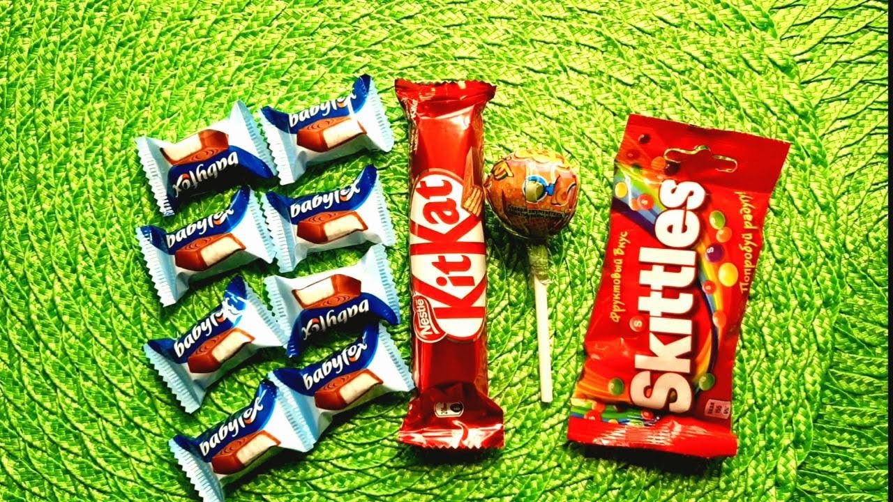 ASMR//Yummy Mixing Candy Skittles, Babyfox mini & Kit Kat /-1 - YouTube