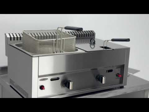 Friteuza profesionala pe gaz cu 2 cuve, Ideal Inox, 8+8 l, Linia Sta - YouTube