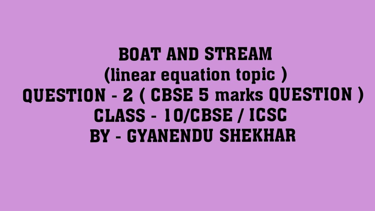 Boat and stream Questions - YouTube