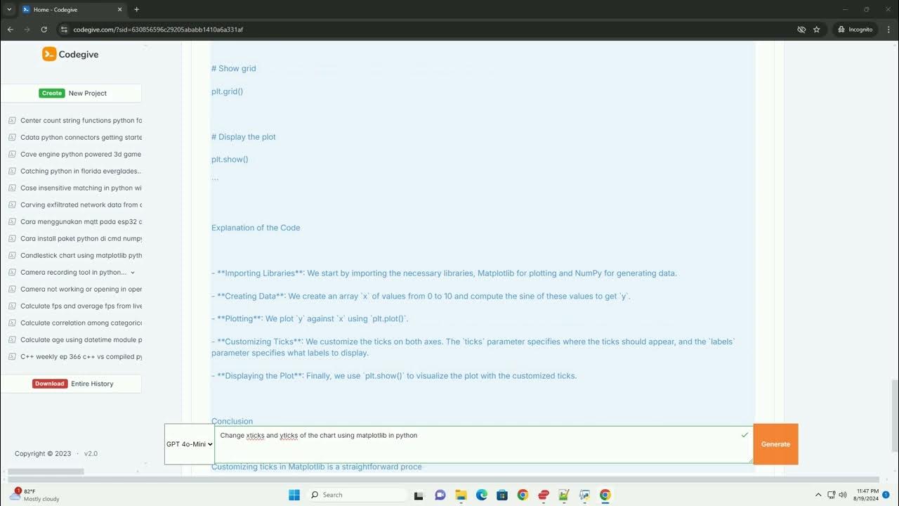 Change xticks and yticks of the chart using matplotlib in python - YouTube