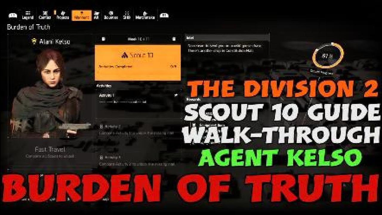 🎮 The Division 2 - Agent Kelso Scout 10 Guide / Walkthrough - Burden of ...