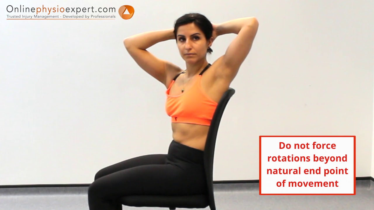 Spine Mobility Exercise In Sitting - Rotations With Hands Behind Head ...
