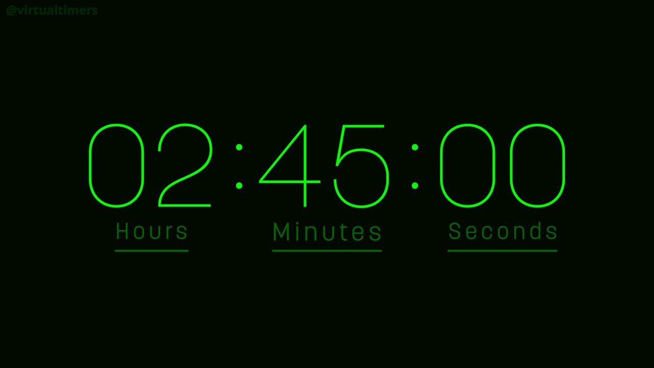 2 Hours and 45 Minutes Countdown Timer with Alarm & Time Markers ...