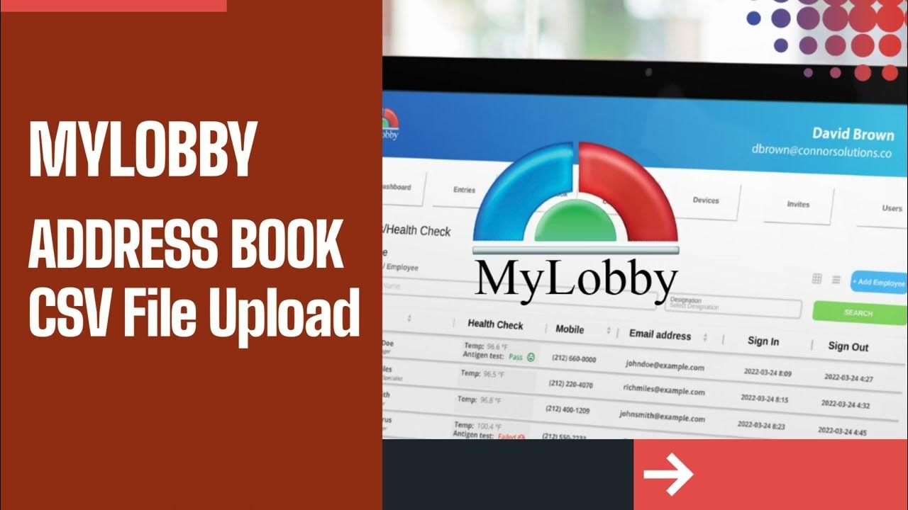 Visitor management System (MyLobby Uploading your host list using CSV file) - YouTube