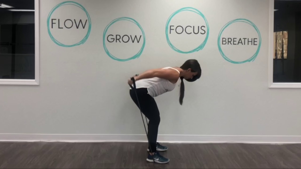 Exercise Demo: Resistance Band Bent Over Row to Tricep Kickbacks - YouTube