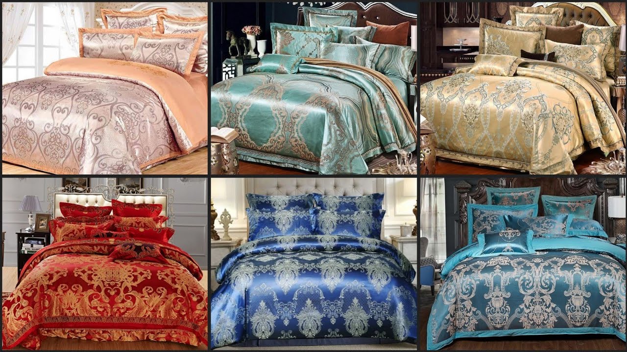 Silk jacquard printed bed sheet sets Designer silk bed sheet sets ...