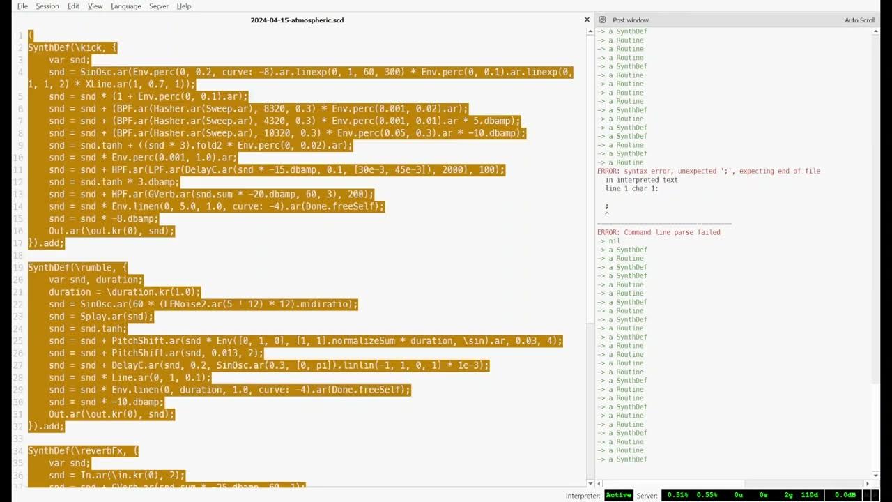 atmospheric cinematic horror thing in SuperCollider - YouTube