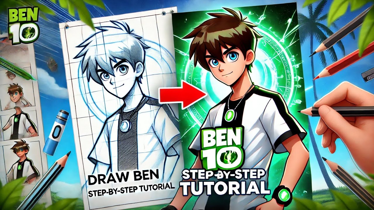 Ben 10 drawing tutorial step by step || Day 5 drawing challenge|| - YouTube