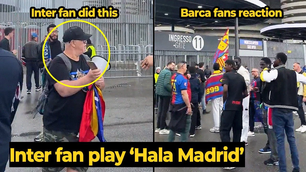 Inter fan with "Hala Madrid" anthem in front of San Siro during the ...