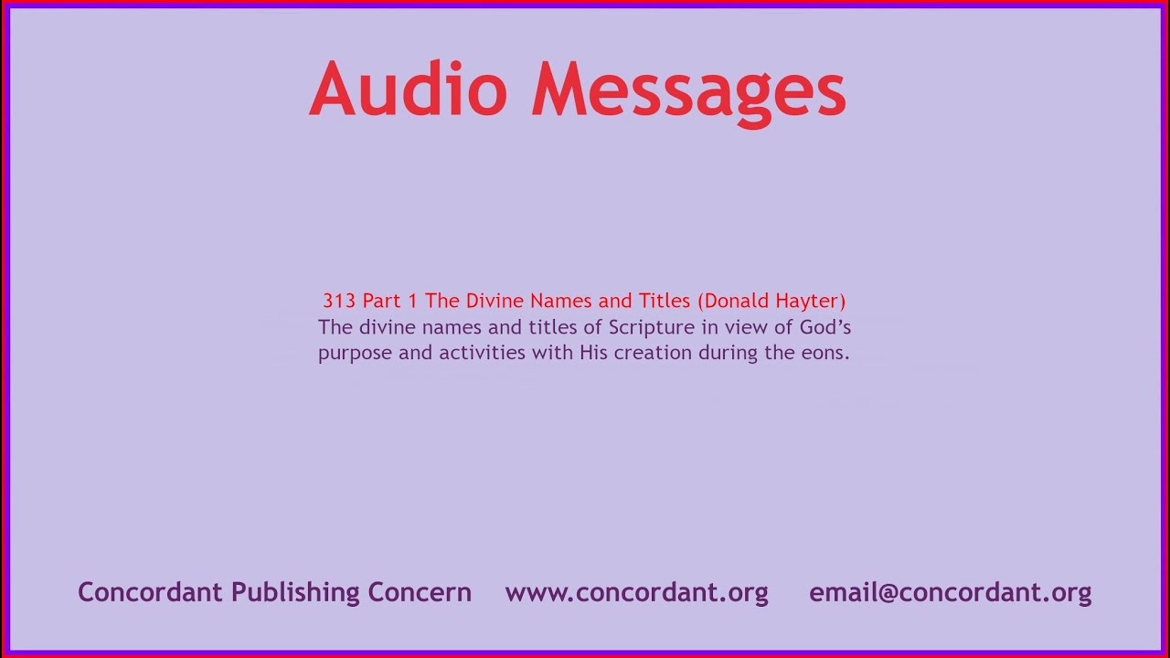 313 The Divine Names and Titles (Donald Hayter) - YouTube