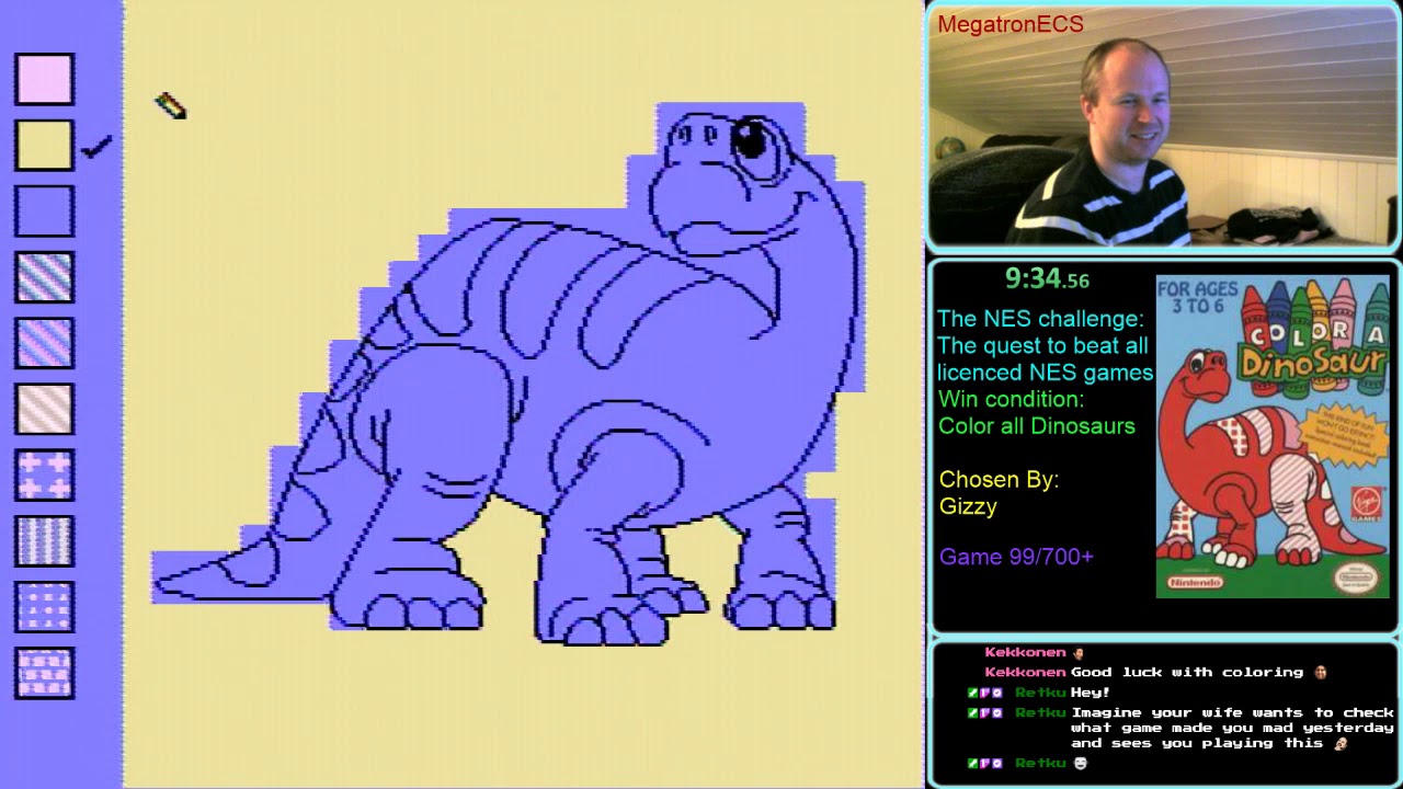 NES Challenge: Game#99: Color a Dinosaur - YouTube