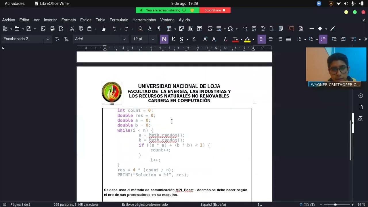 MPI - Comunicación MPI_Bcast (Ejercicio 2) - YouTube