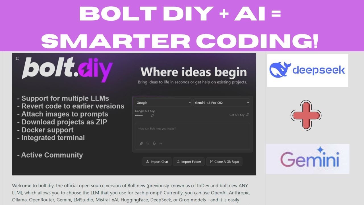 Bolt DIY + DeepSeek V3 & Gemini 2 0 Flash Build Smarter, Faster, and Cheaper with Open Source AI ...