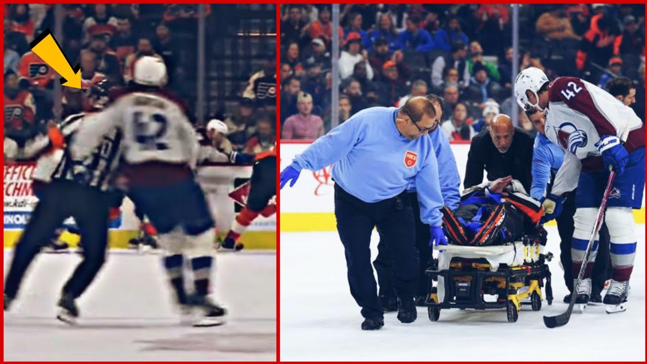 NHL Referee Mitch Dunning STRETCHERED Off After SCARY Collision! 🚨🏒😱 ...