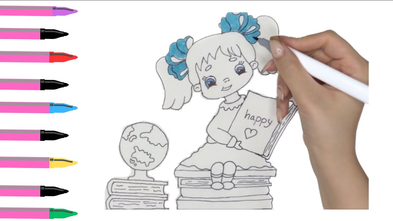 Drawing and story smart girl | drawing and coloring smart girl - YouTube