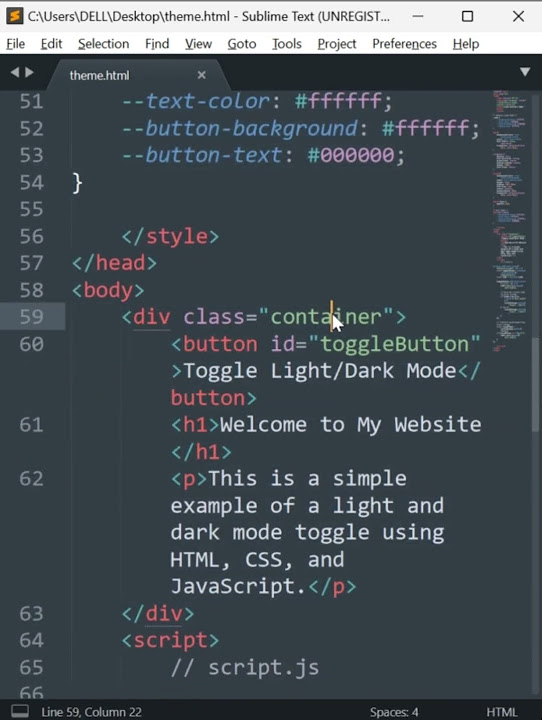 How to Create Light and Dark Mode Toggle HTML CSS Javascript - YouTube