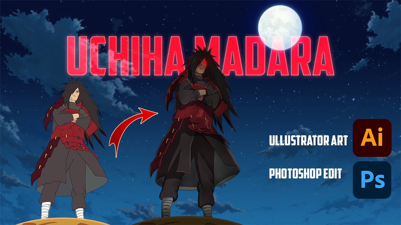Uchiha Madara - Naruto - Vector art - Illustrator CC (mouse user) - YouTube