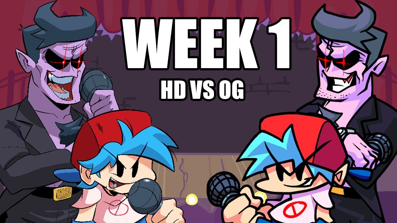Friday Night Funkin Original and HD Comparison Week 1 - YouTube