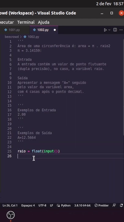 Como resolver o exercício 1002 do beecrowd? - YouTube