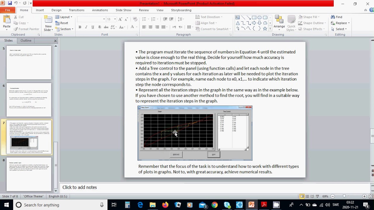 c44 labwindows, Fixed point iteration and graph - YouTube