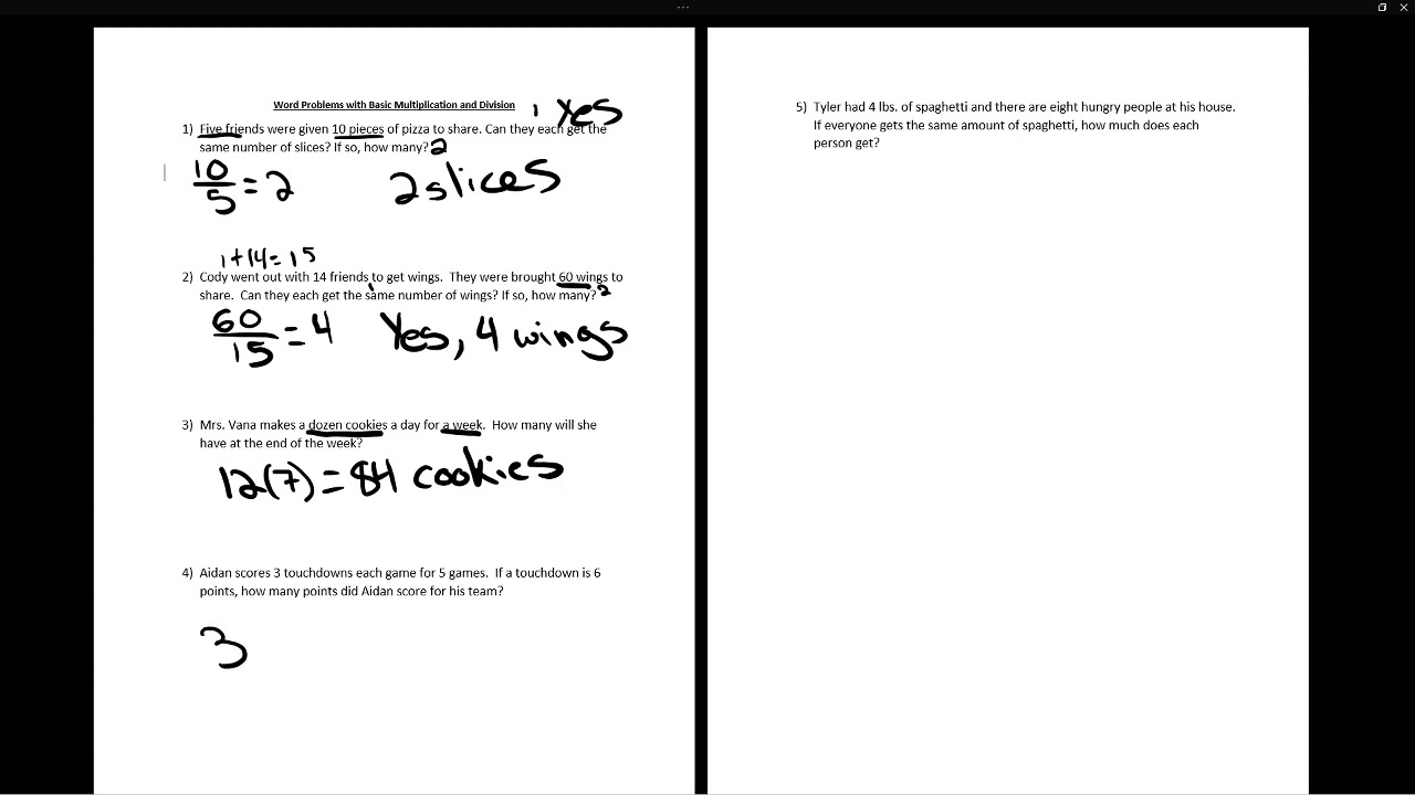 Algebra 1 Word Problems with Multiplication and Division - YouTube