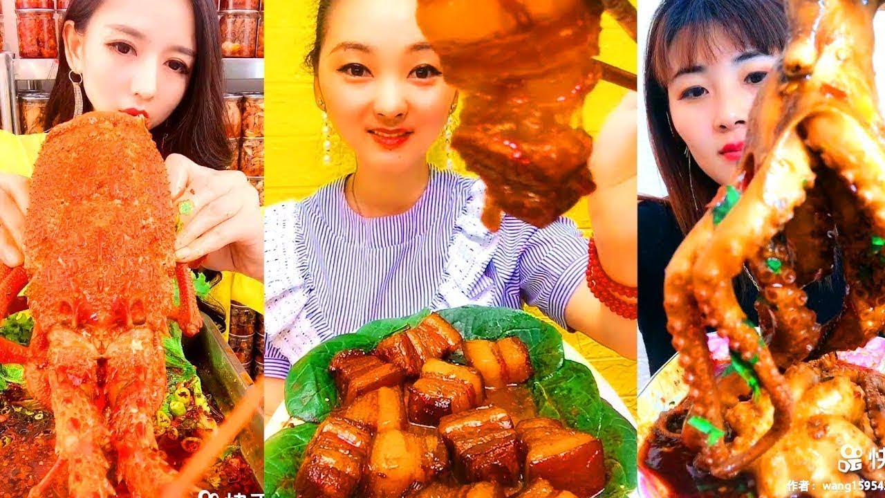 SPICY FOOD COMPILATION - ASMR eat octopus, giant shrimp, Geoduck ...