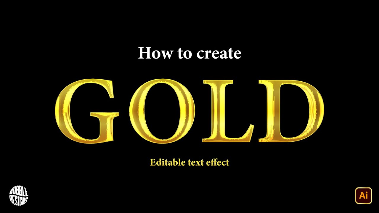 Gold Style Editable Text Effect | Tutorial | Adobe Illustrator - YouTube