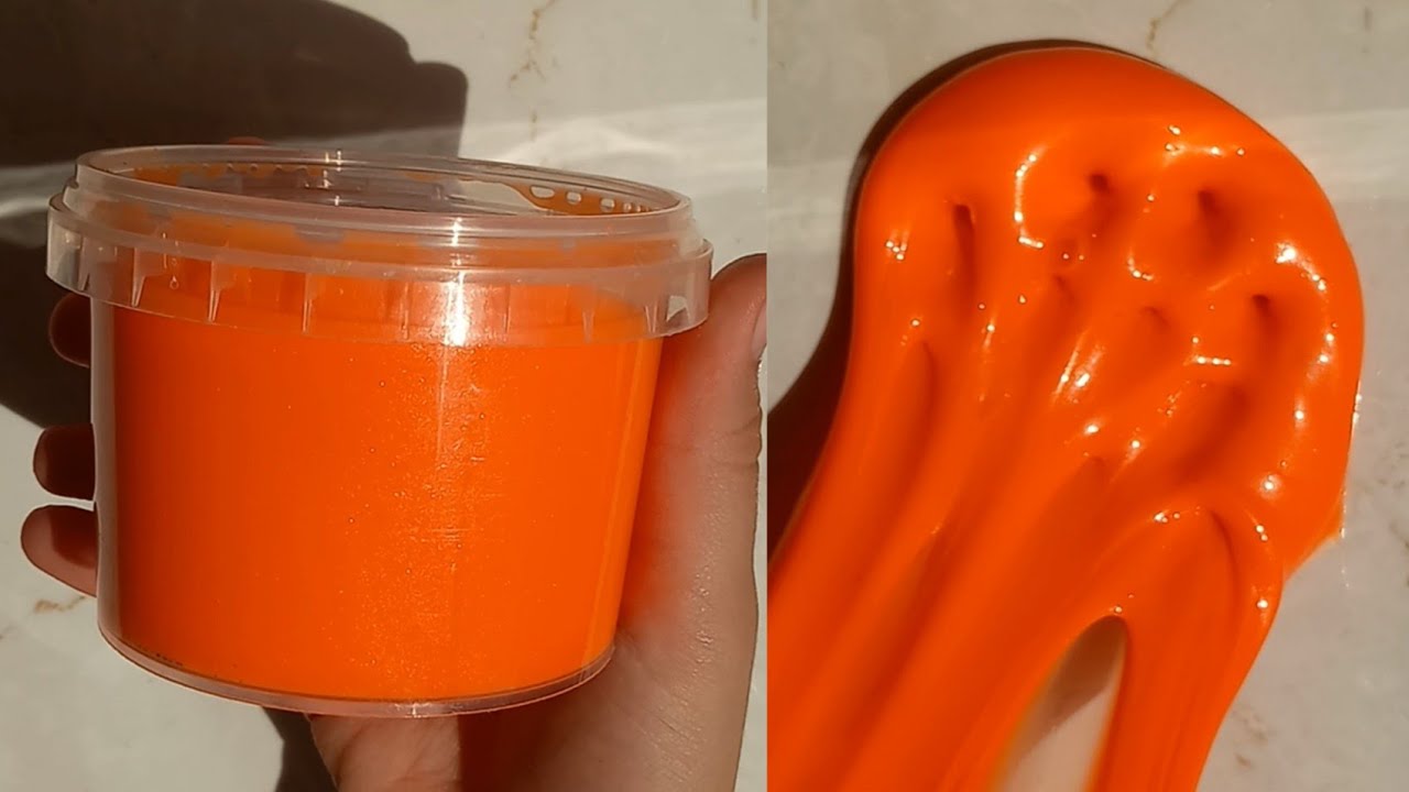 Satisfying slime ASMR | Relaxing slime video with this soft orange ...