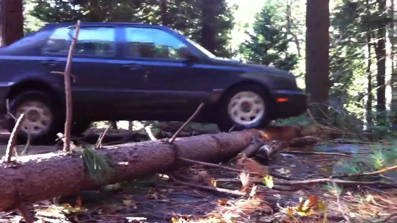Lifted 97 Jetta TDI driving over fallen tree - YouTube