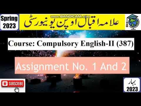 ⏩ AIOU Code 387 Solved Assignment No.1 & 2 Spring 2023 || Subject: English – II || Level: FA/ I ...