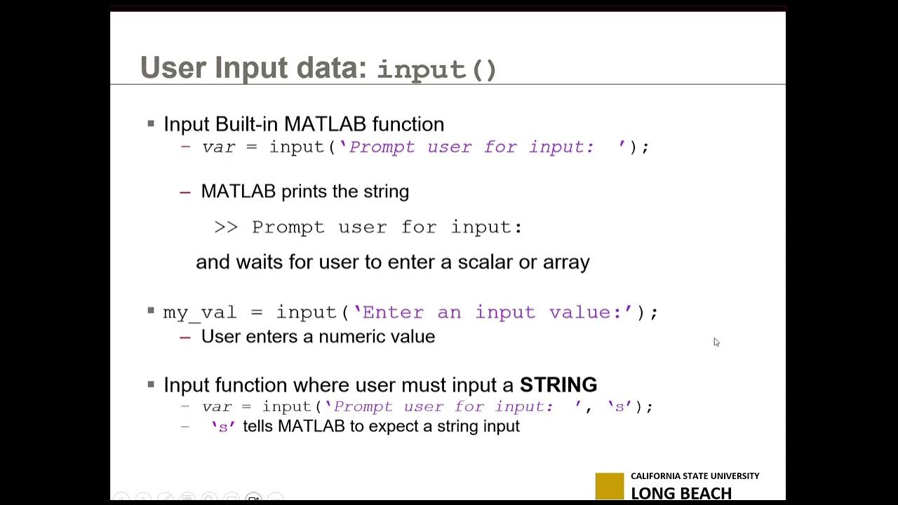 MATLAB - Input and Display Functions - YouTube