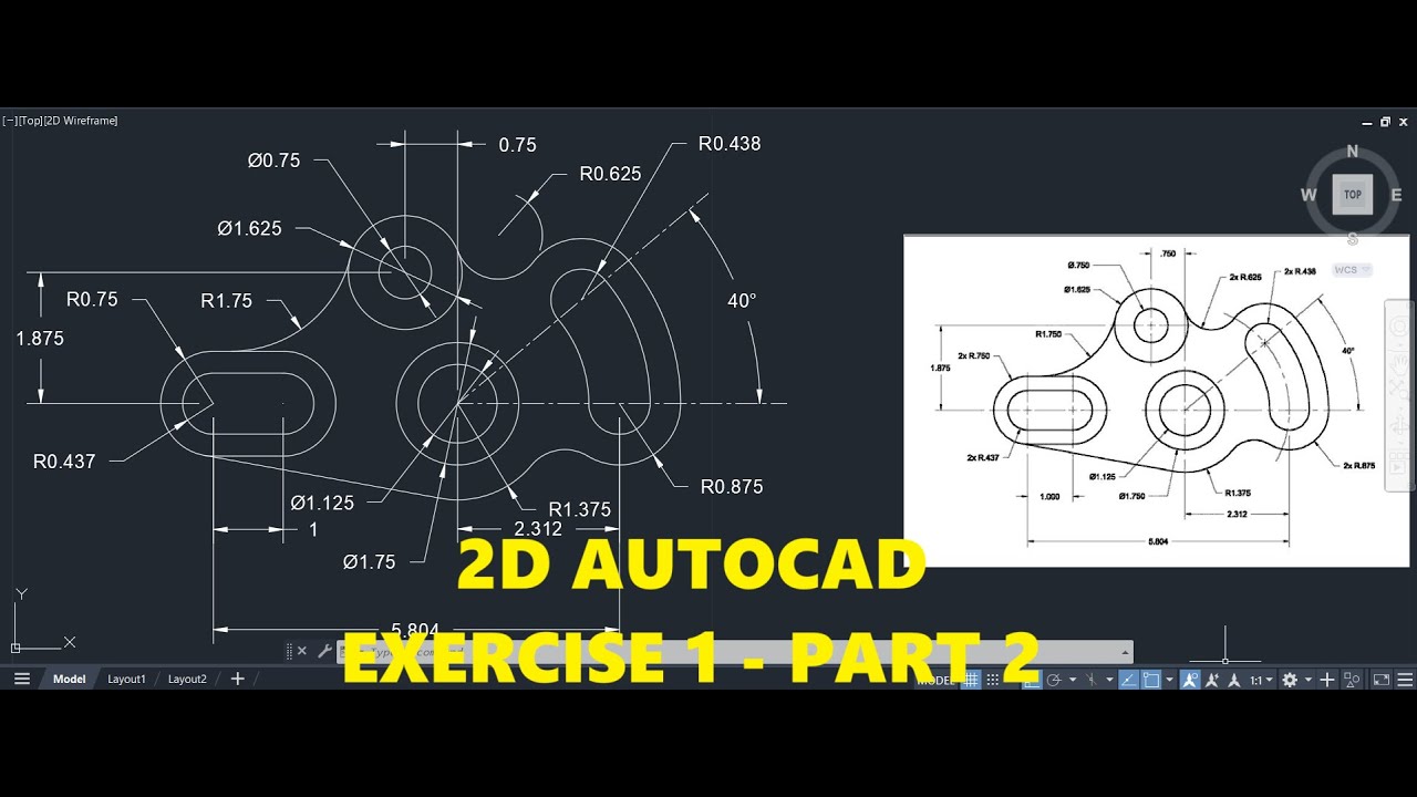2D AutoCAD Exercise 1 - Part 2/2 - YouTube
