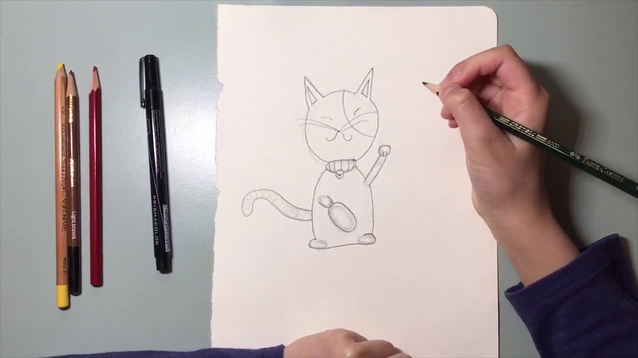 How to draw a lucky cat - YouTube