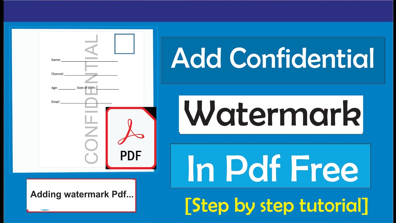 How to Add a Confidential Watermark in Pdf - YouTube