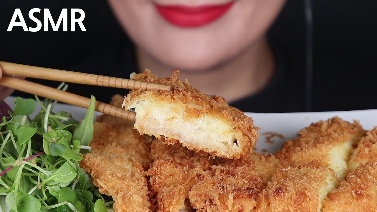 ASMR Cheese pork cutlets Mukbang 치즈돈까스 리얼사운드 먹방 - YouTube