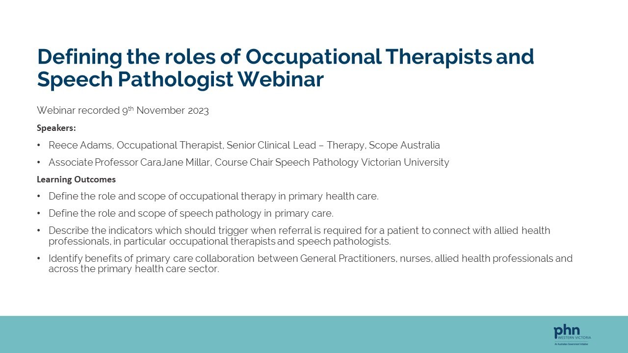 Defining the roles of Occupational Therapists and Speech Pathologist ...