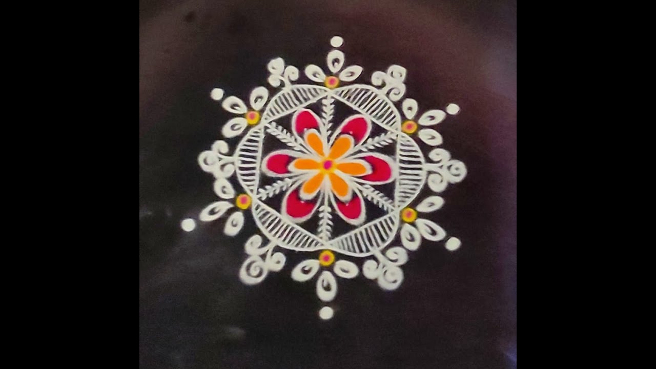 Simple 5 to 3 dots rangoli ll - YouTube