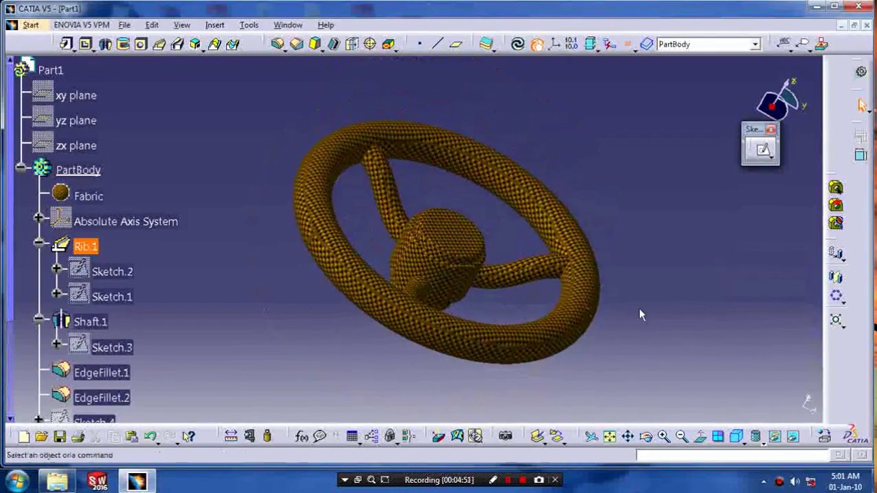 STEERING WHEEL IN CATIA - YouTube