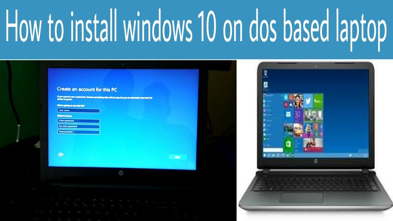 How to install windows 10 on dos based laptop in hindi - YouTube