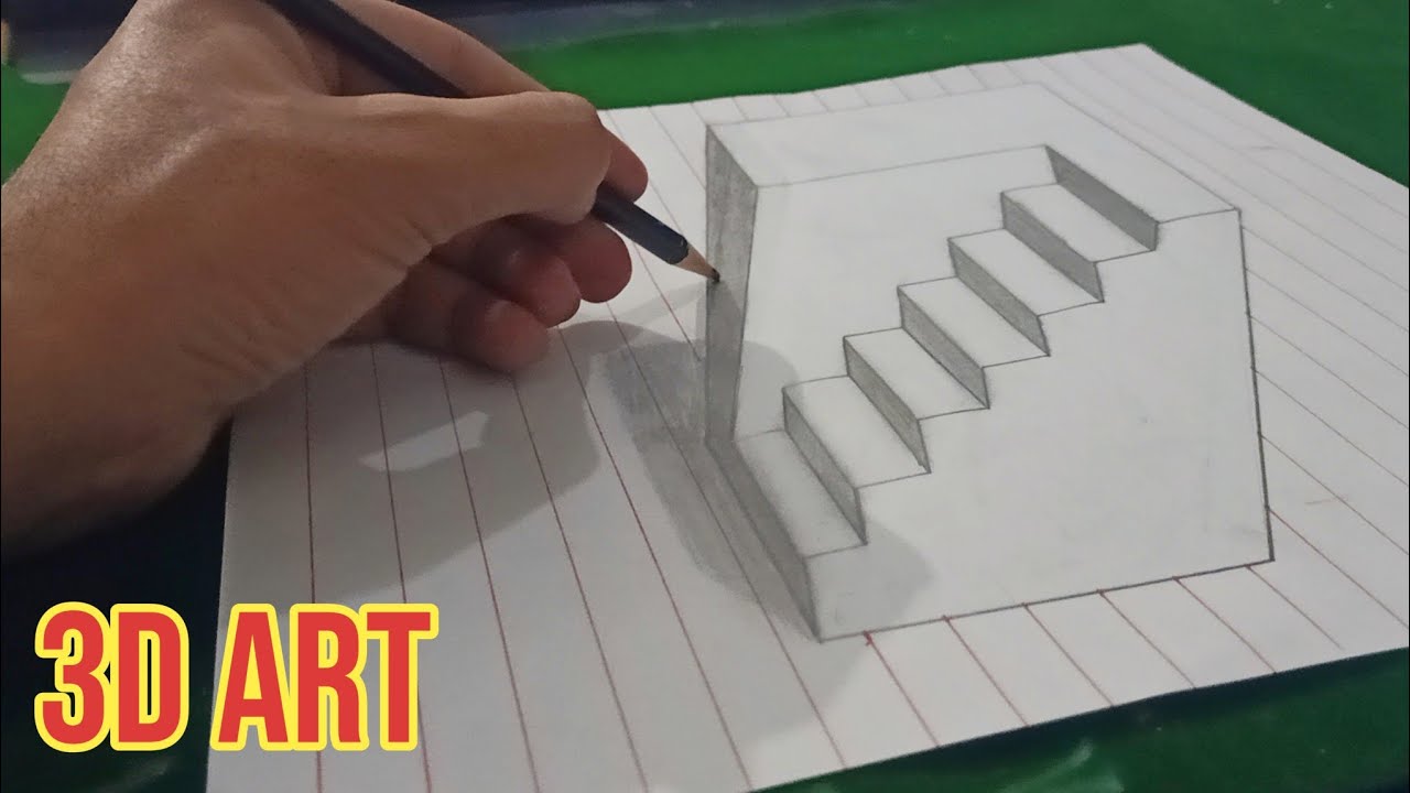 Very Easy! How To Draw 3 Dimensional Geometric Stairs Design! - Optical ...