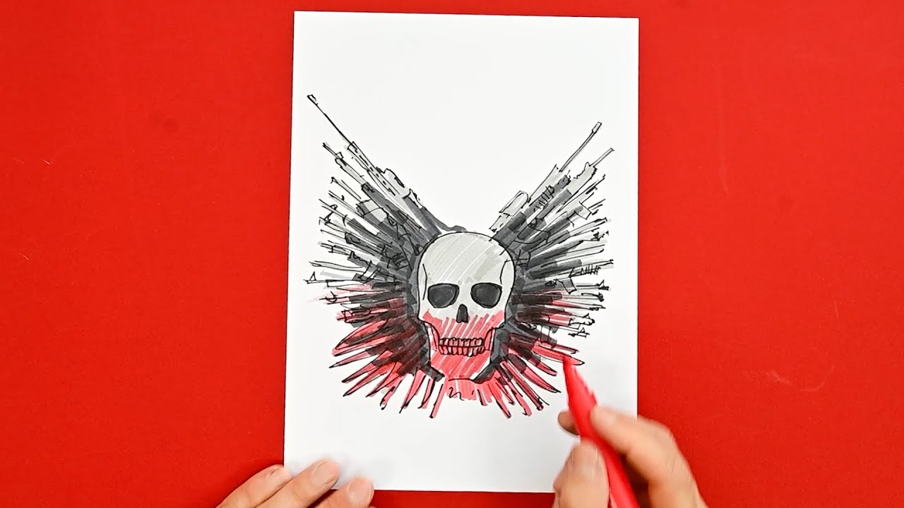 How to draw The Expendables Skull - YouTube