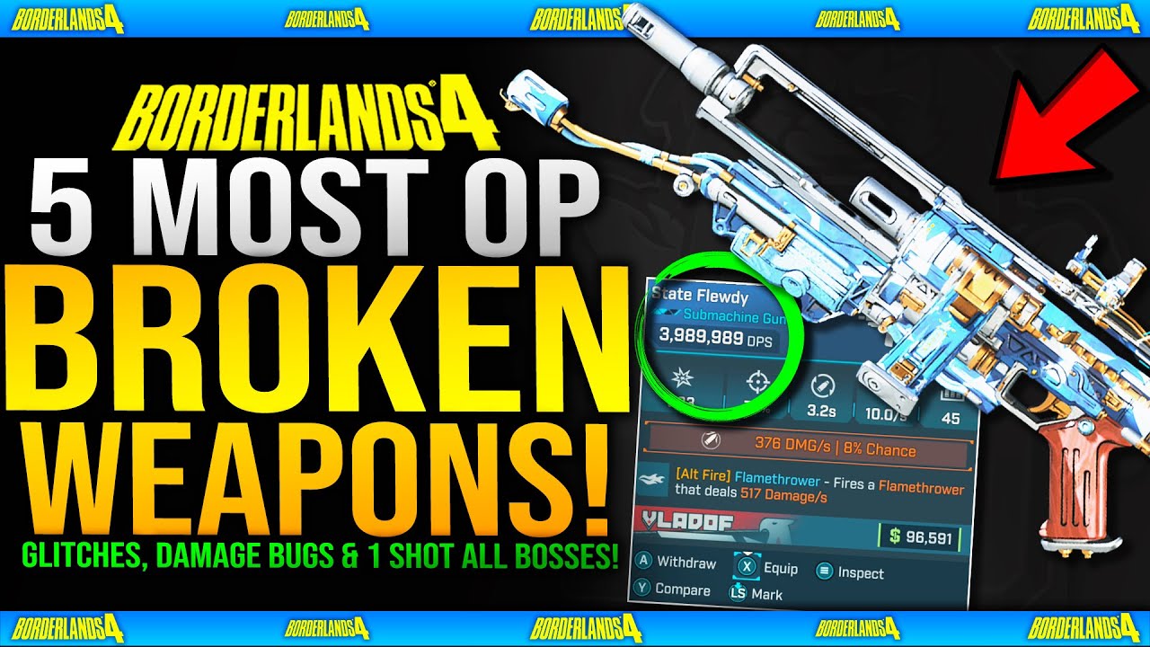 Borderlands 4 - Top 5 MOST BROKEN OP WEAPONS - GLTICHES, 1 Shot Bosses, Damage Stacking & OP ...