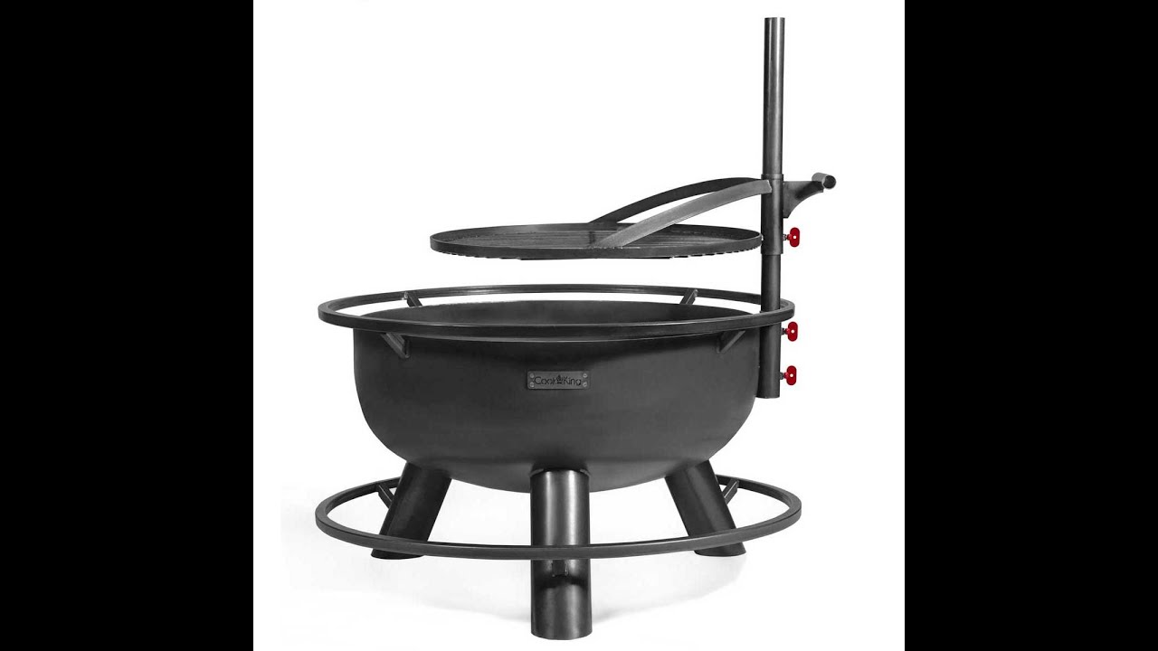Cook King Bandito 80cm Fire Bowl with Adjustable Grill Plate - YouTube