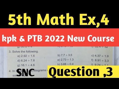 Exercise 4 unit 4 Decimals and Percentage Class 5th Math| kpk and PTB ...
