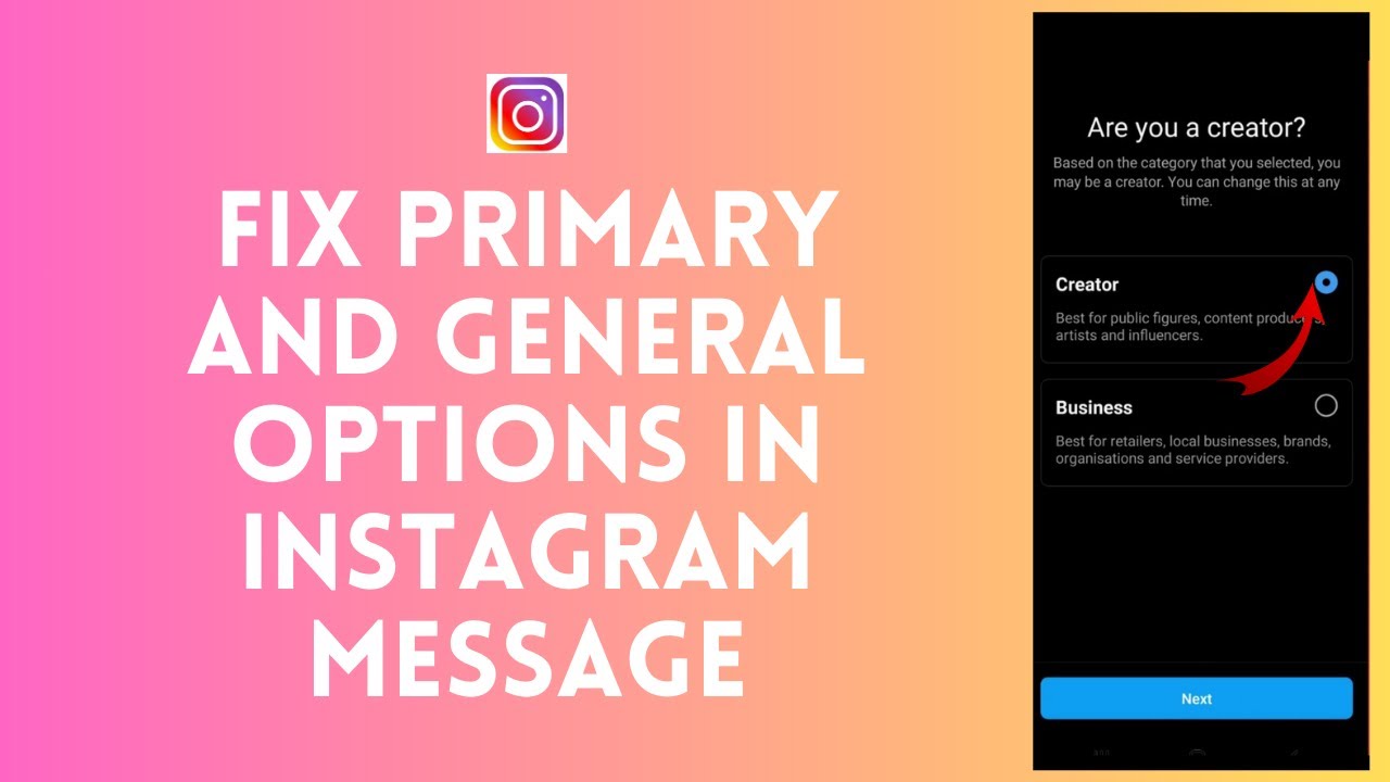 How to FIX Primary and General Options in Instagram Message - YouTube
