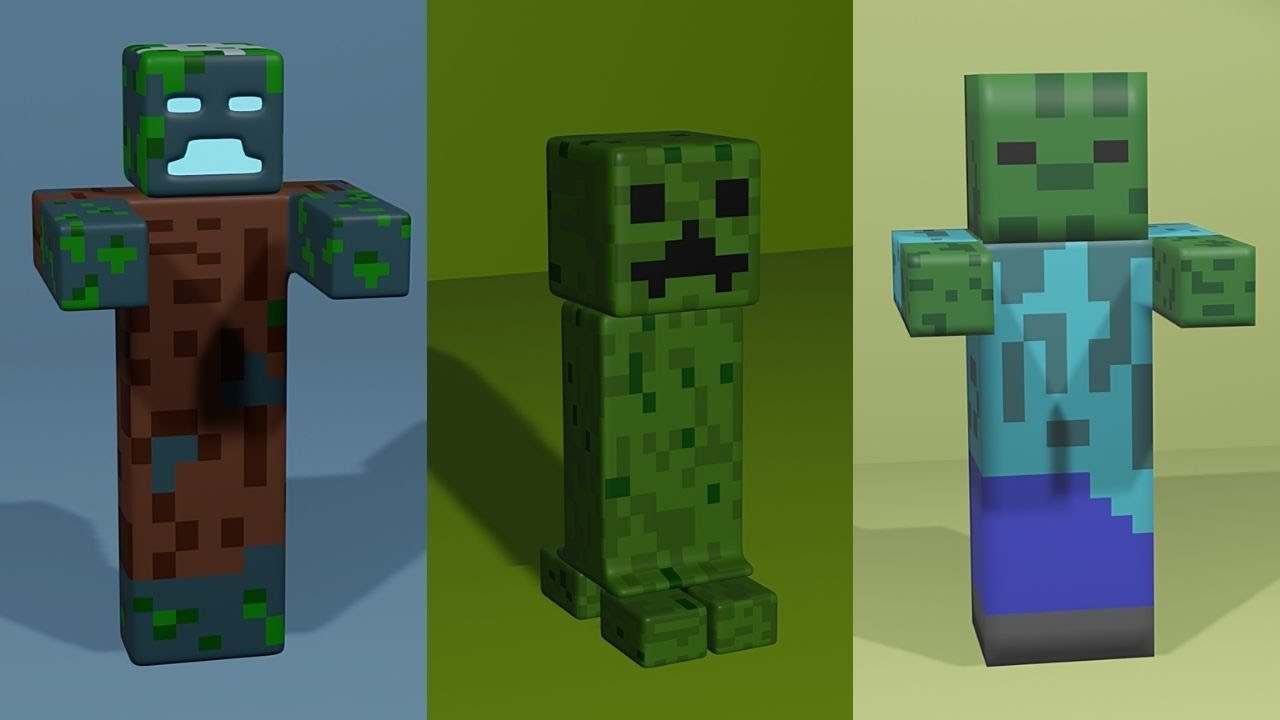 Minecraft Mobs in 3D Models - YouTube