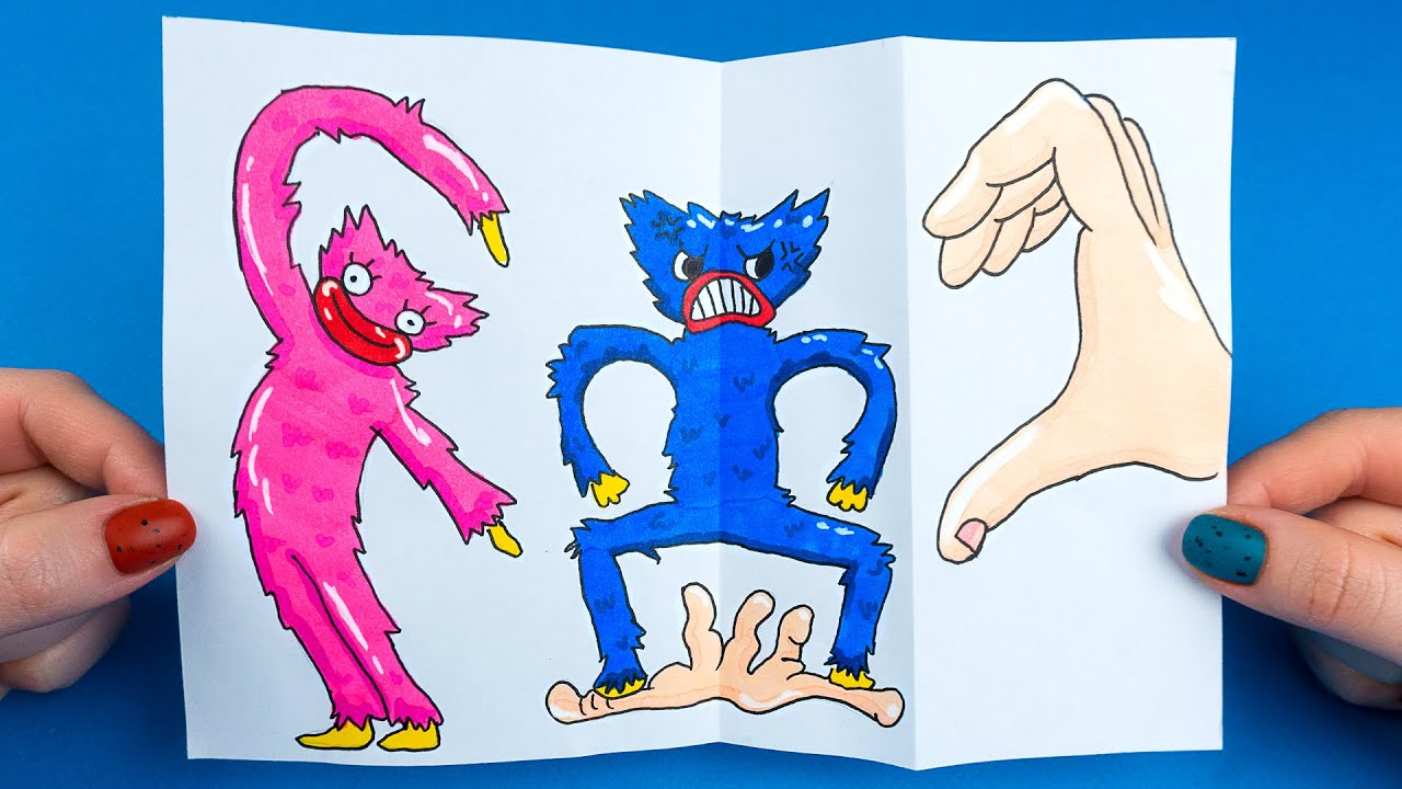 3 AMAZING HOW TO DRAW KISSY MISSY & HUGGY WUGGY FINGER HEART & PAPER ...